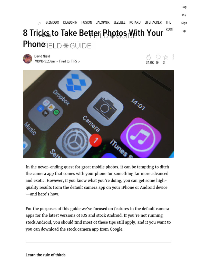 8 Tricks to Take Better Photos With Your Phone | PDF | Ios | Android (Operating System)