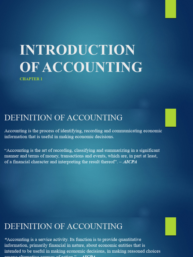 Introduction To Accounting - Chapter 1 | PDF | Partnership | Stocks
