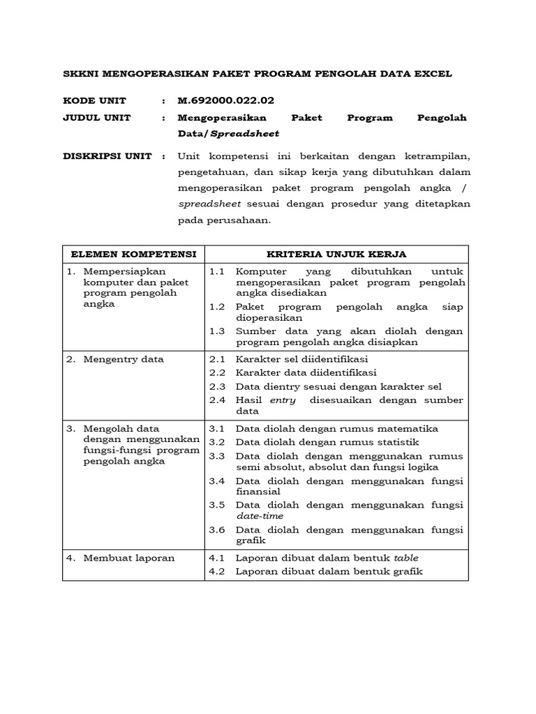 Skkni Mengoperasikan Paket Program Pengolah Data Spreadsheet | PDF | Komputer