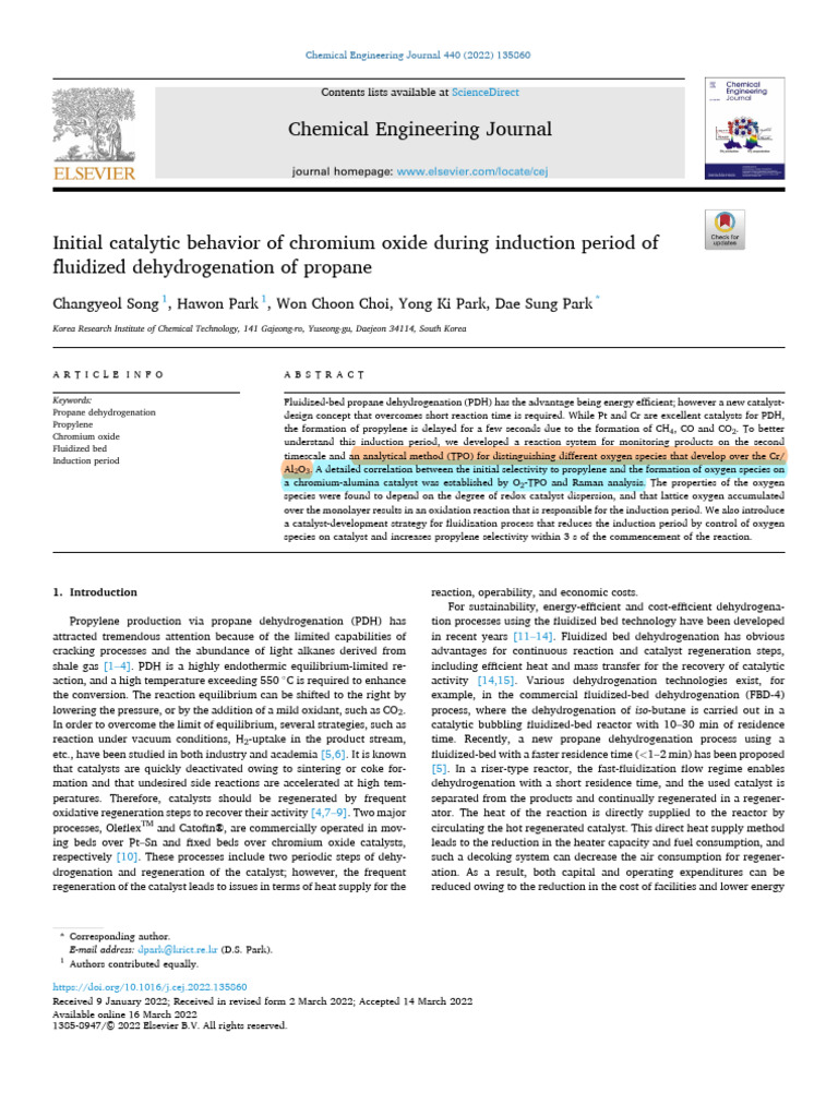 Daesung Park, Hawon Park's Paper | PDF | Chromium | Catalysis