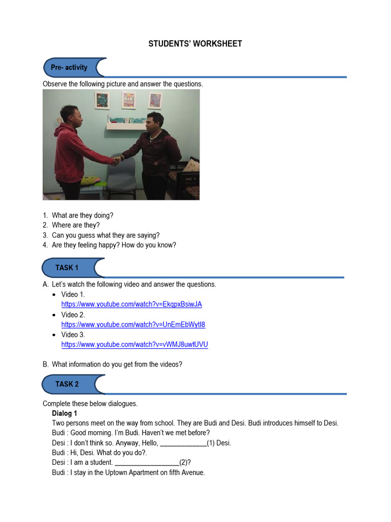 STUDENTS' WORKSHEET Introduction | PDF