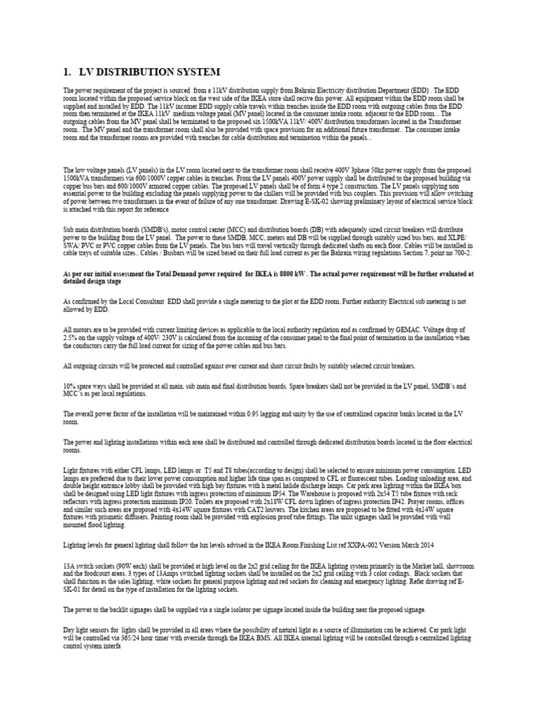 LV DISTRIBUTION SYSTEM report | PDF | Lighting | Manufactured Goods