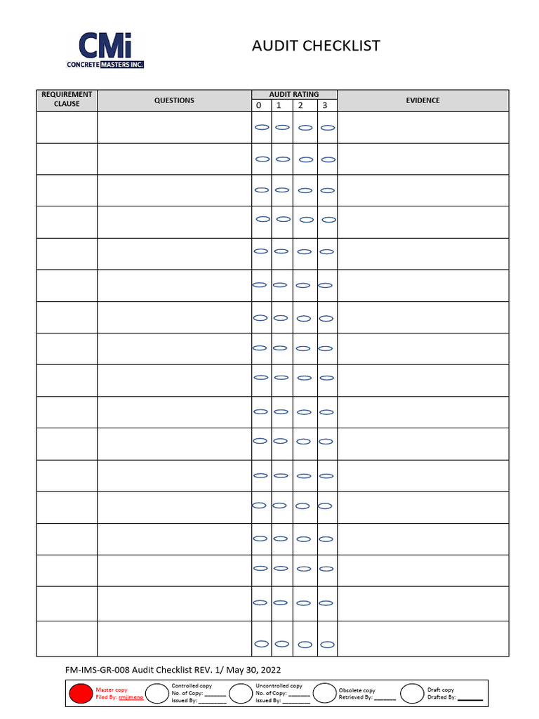 FM-IMS-GR-008_AC REV. 1 | PDF | Audit | Cybernetics