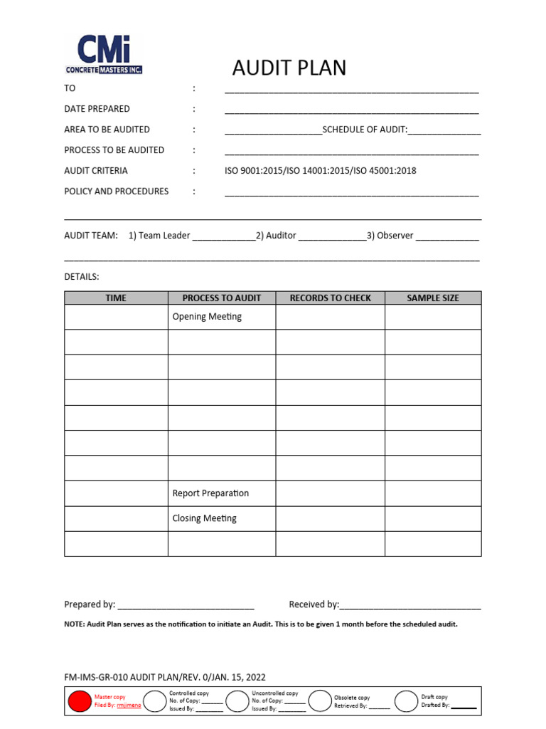 FM Ims GR 010 Audit Plan | PDF