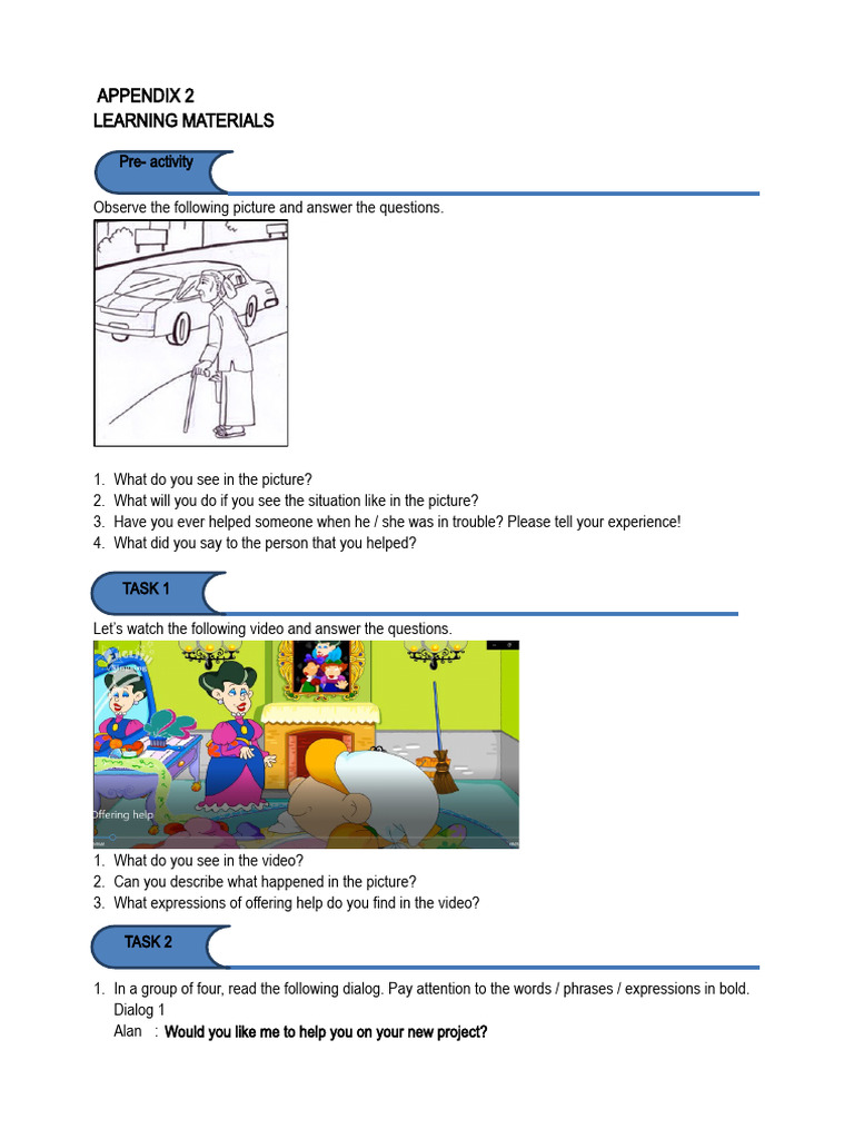 APPENDIX 2 LEARNING MATERIAL Offering Help | PDF