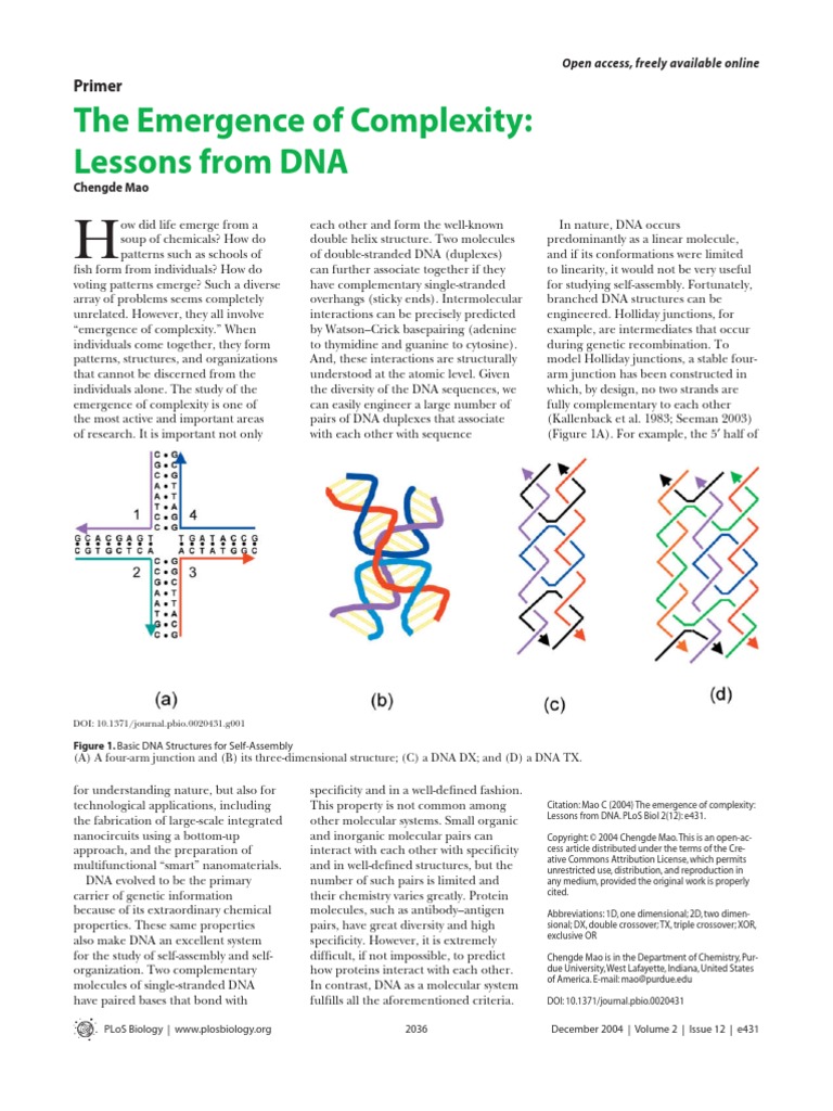 Chengde Mao - The Emergence of Complexity: Lessons From DNA | PDF | Dna ...