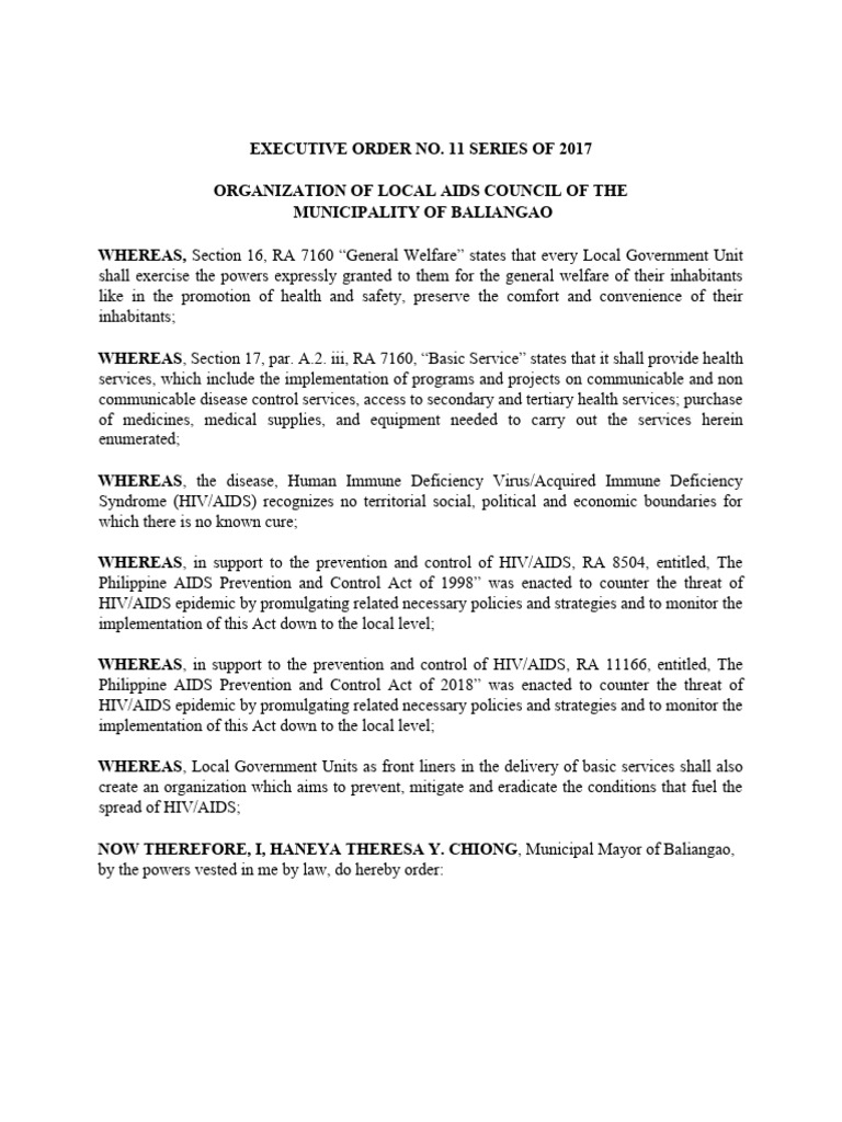 Eo 2023 - Local Aids Council | PDF | Hiv/Aids | Epidemics