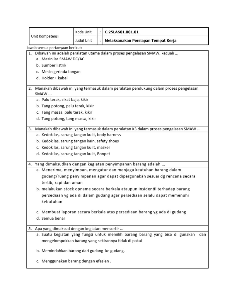Latihan Soal Smaw 3G | PDF | Teknologi & Rekayasa