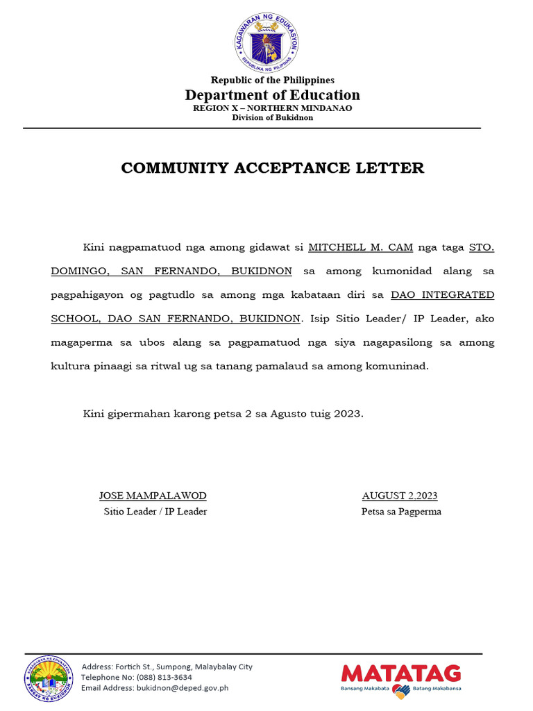 Acceptance Letter 1 | PDF