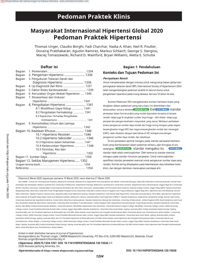 2020 Ish Guidelines Hta Hypertension - En.id | PDF