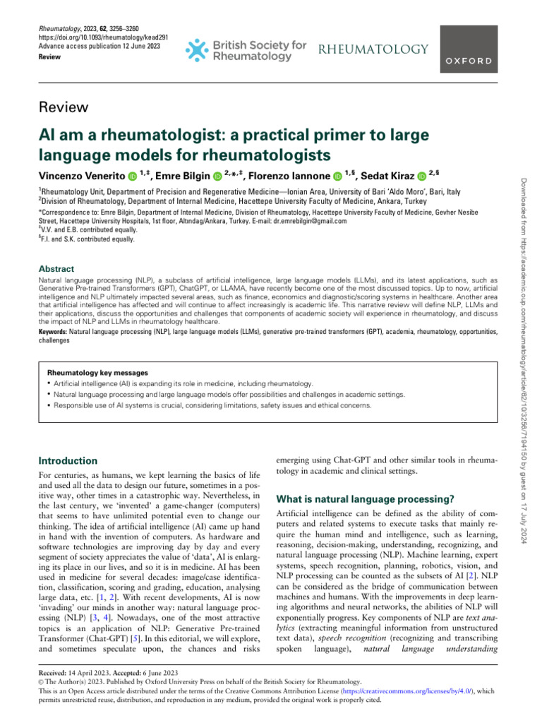 AI Am A Rheumatologist - A Practical Primer To Large Language Models ... AI Am A Rheumatologist - A Practical Primer To Large Language Models ...
