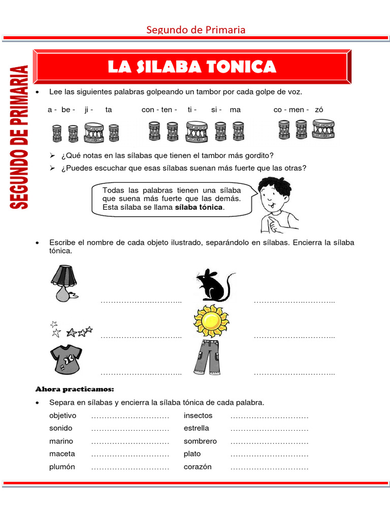 Sílaba Tónica para Segundo de Primaria | PDF