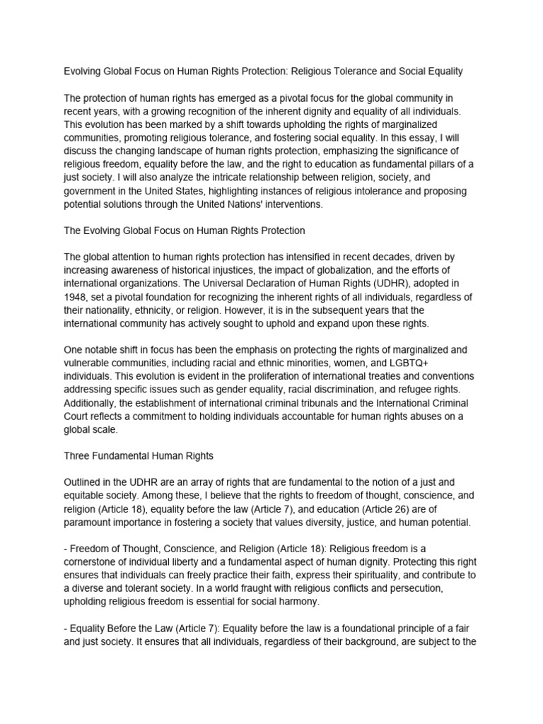 Evolving Global Focus On Human Rights Protection - Religious Tolerance ...