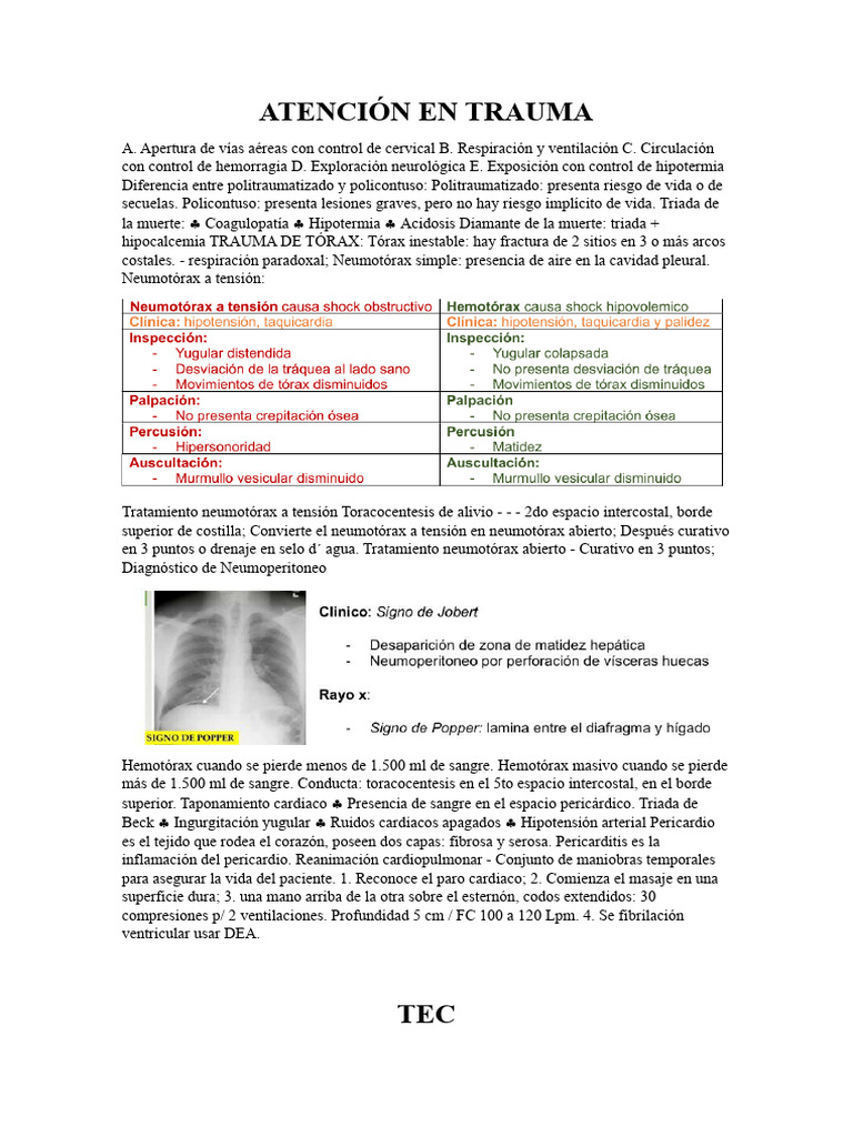 Tratamento de Trauma, Tec, Shock | PDF | Choque (circulatorio) | Enfermedades y trastornos humanos