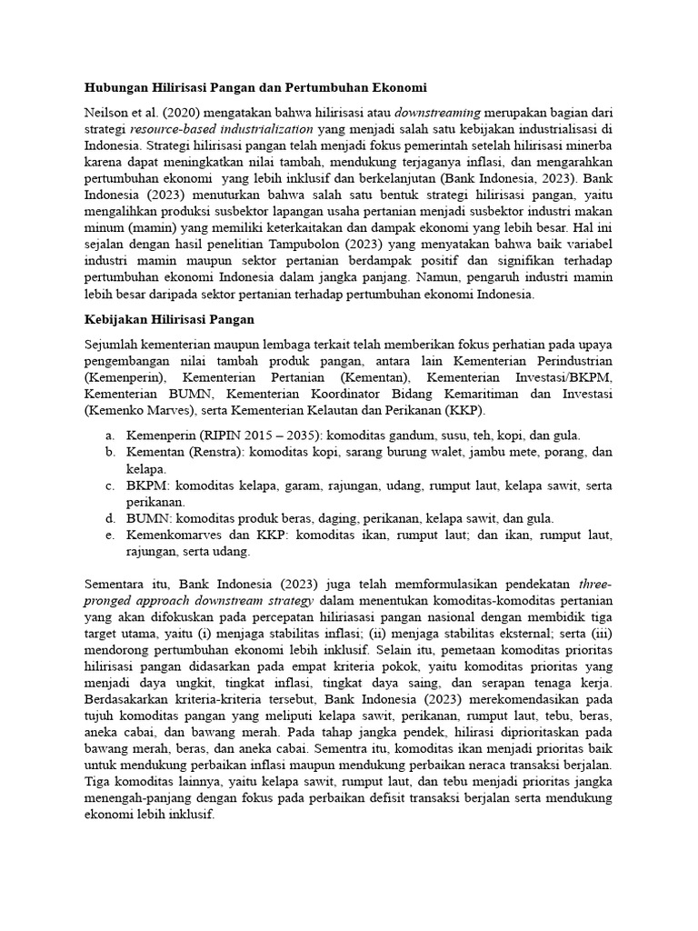 (Literatur Review) Hilirisasi Pangan | PDF