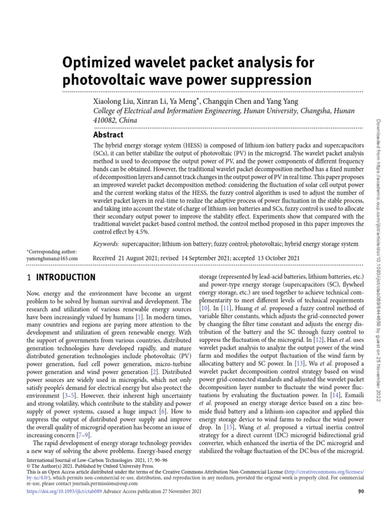 Optimized Wavelet Packet Analysis For Photovoltaic | PDF ...