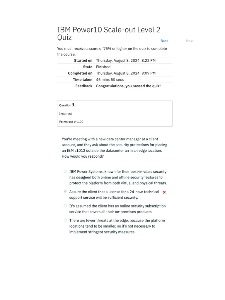 IBM Power10 Scale-Out Level 2 Quiz | PDF