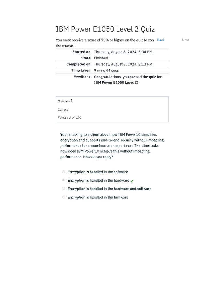 IBM Power E1050 Level 2 Quiz | PDF