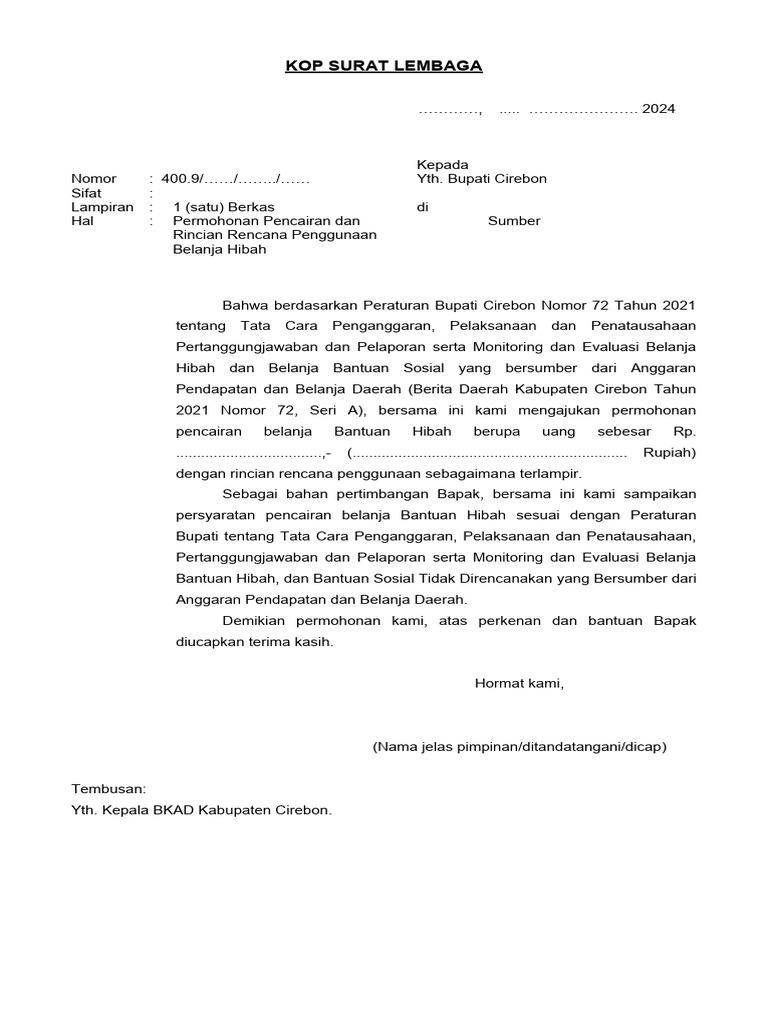 Format Pencairan Dan NPHD Hibah 2024 | PDF