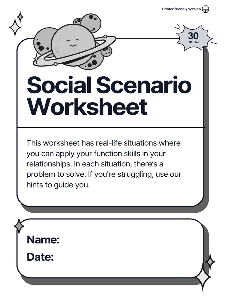 Social Scenario Worksheet | PDF | Cognition | Social Psychology