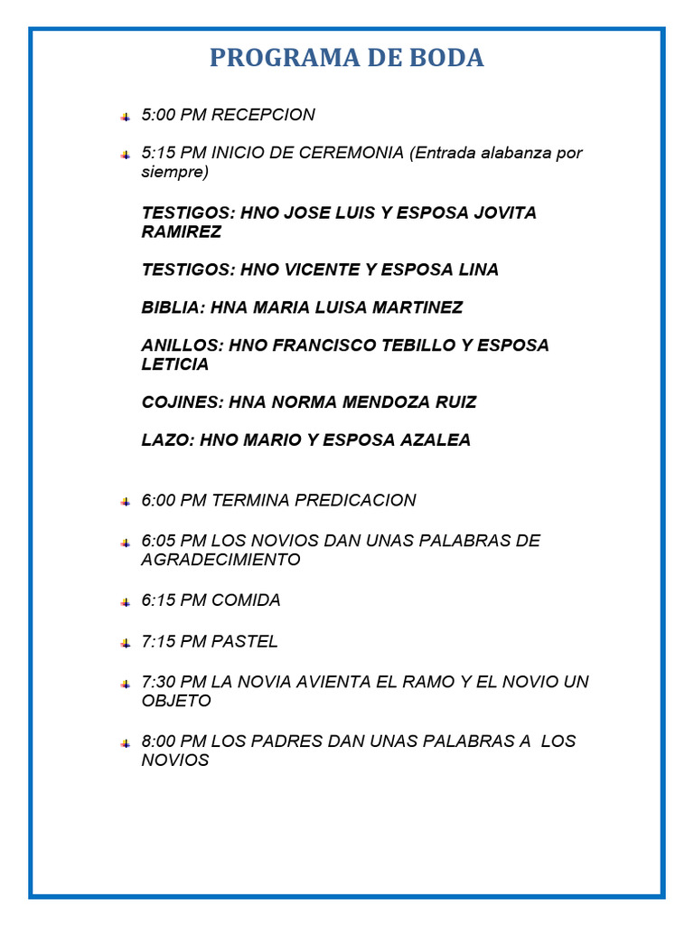 Programa de Boda | PDF