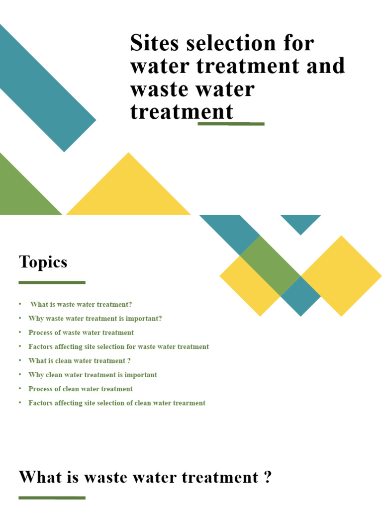 Water Treatment Site Selection Guide | PDF | Sewage Treatment | Water ...