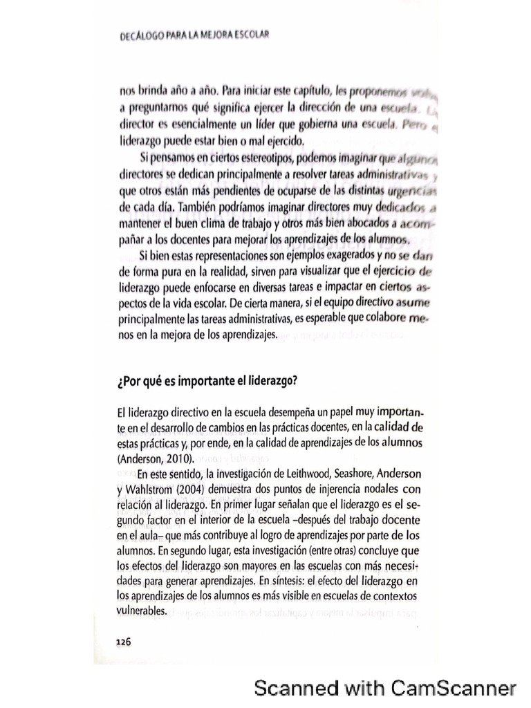 Texto 8 Decálogo para La Mejora Escolar - Qué Es El Liderazgo - S ...