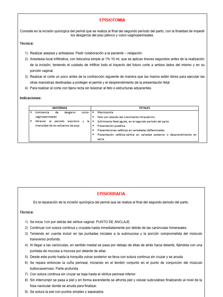 Guía de Episiotomía y Episiorrafia | PDF | Parto | Cirugía