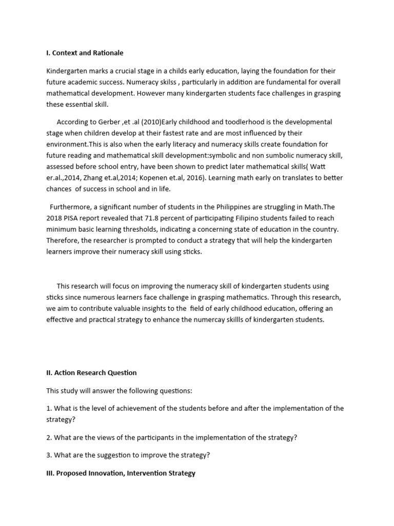 Improve Kindergarten Numeracy with Sticks | PDF | Cognitive Science | Behavior Modification