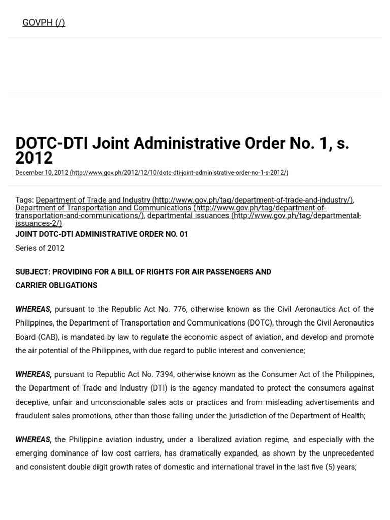 Air Passenger Bill of Rights 2012 | PDF