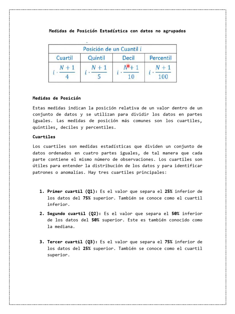Tema 1 3ra. Unidad. Cuartiles | PDF | Cuantil | Mediana