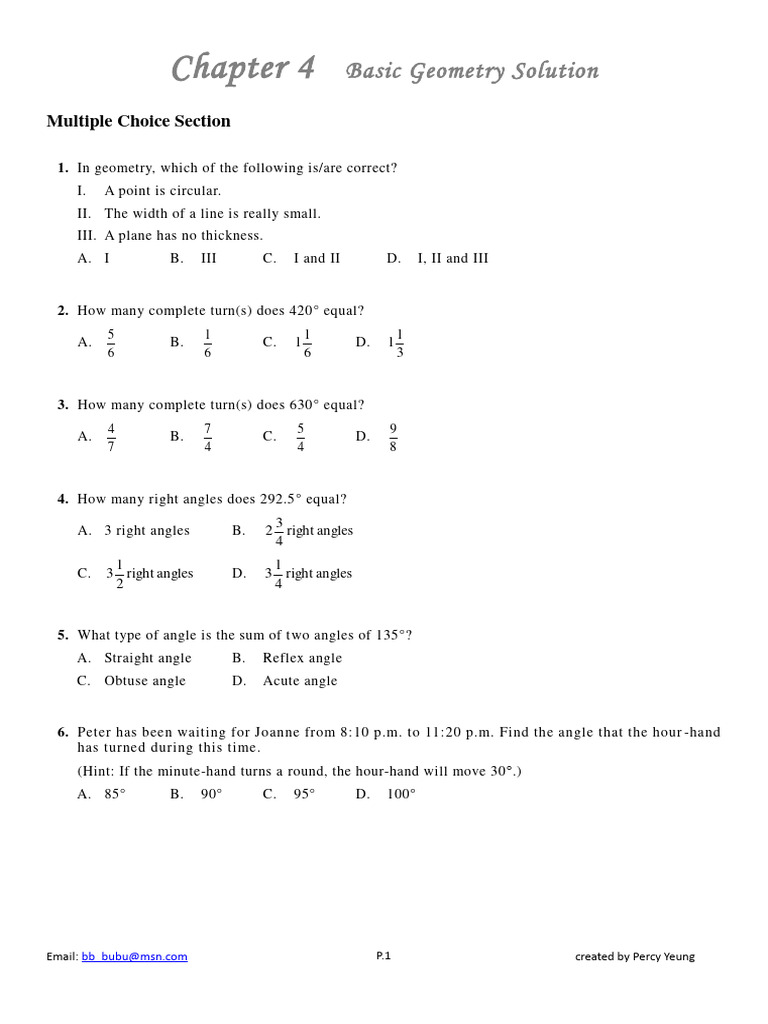 S1 Ch4 Basic Geometry | PDF | Triangle | Elementary Geometry