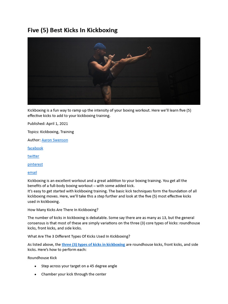 Five kickboxing kicks | PDF | Individual Sports