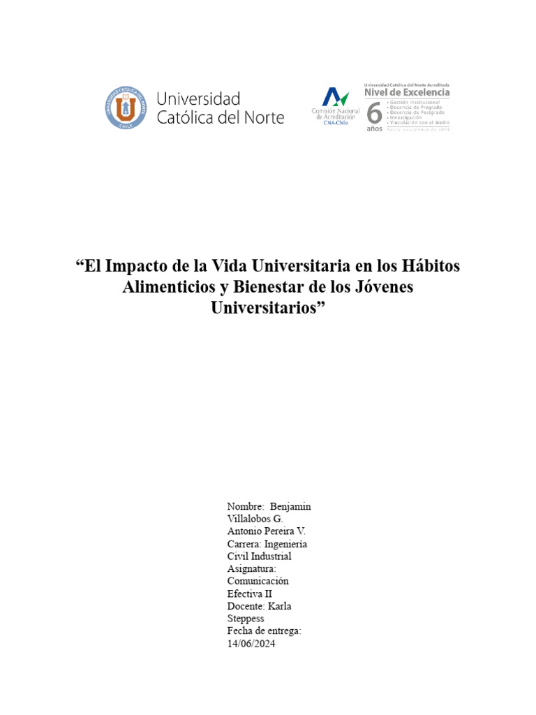 Informe Tecnico Antonio Pereira y Benjamin Villalobos | PDF | Alimentos ...