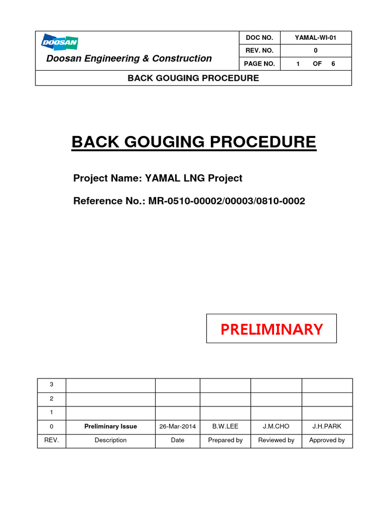 Back Gouging Procedure (Rev 0) | PDF | Welding | Construction