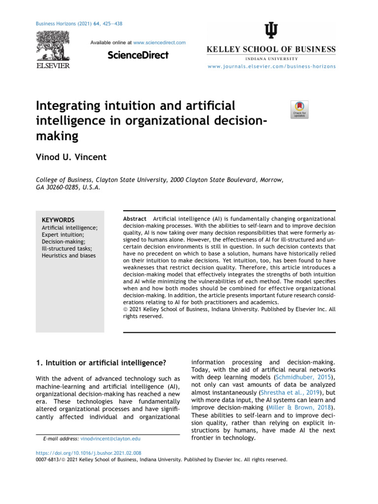 01) Integrating Intuition & AI in DM | PDF | Artificial Intelligence | Intelligence (AI) & Semantics
