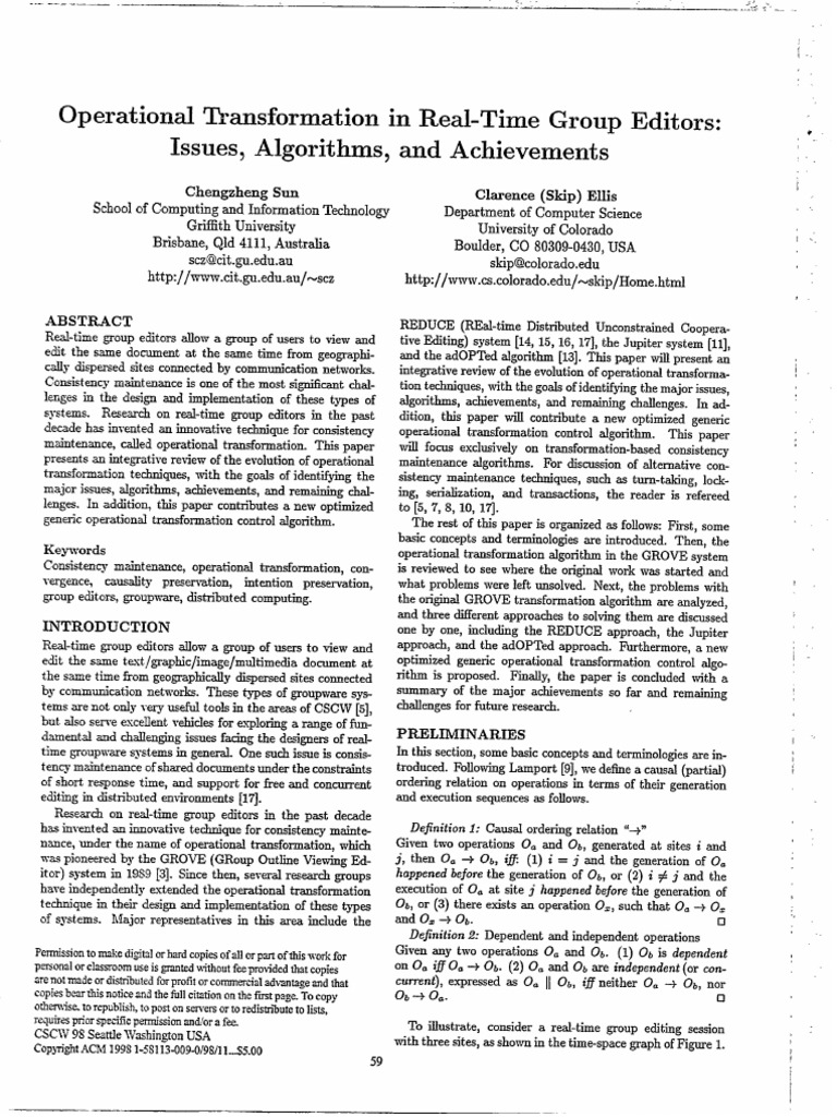 Operational Transformation | PDF | Computing | Computer Science