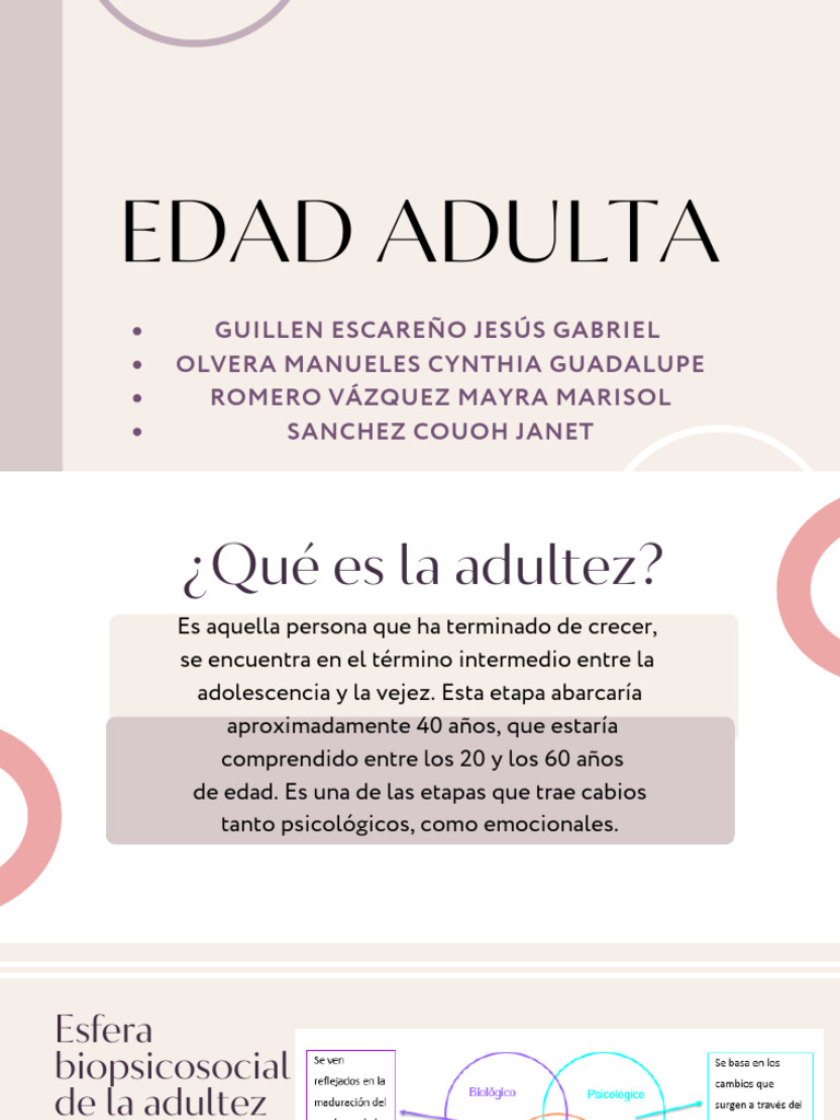Adultez Presentación | PDF | Adultos | Vejez