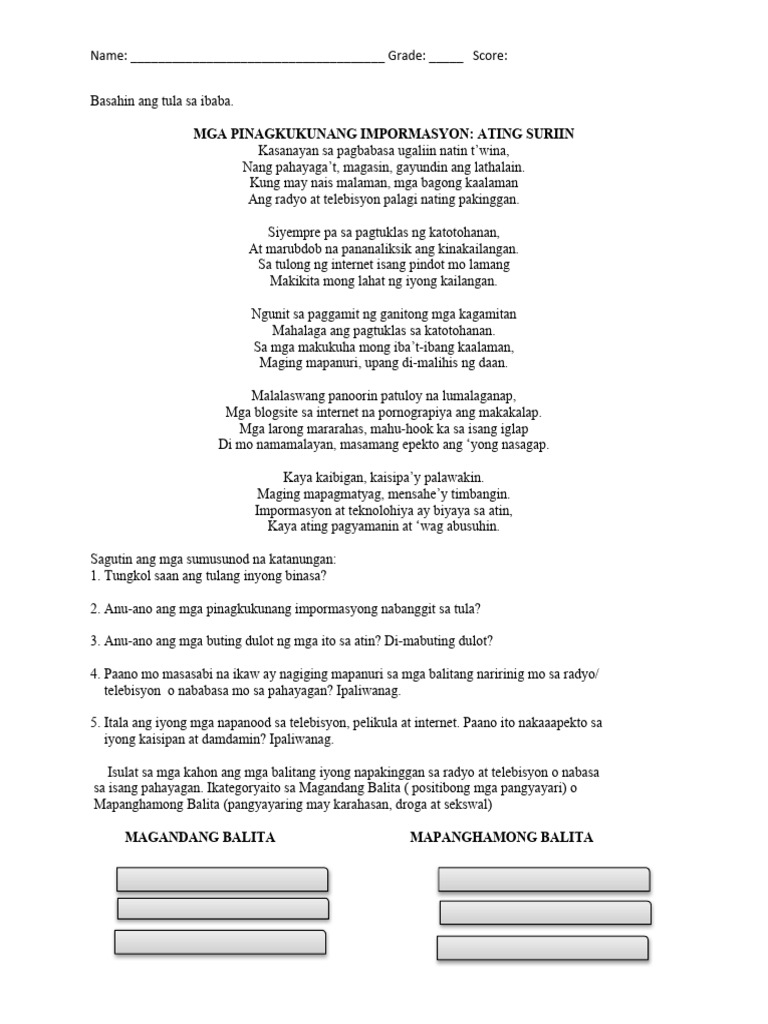 q1 Grade5 Activity Sheets Week 2 | PDF