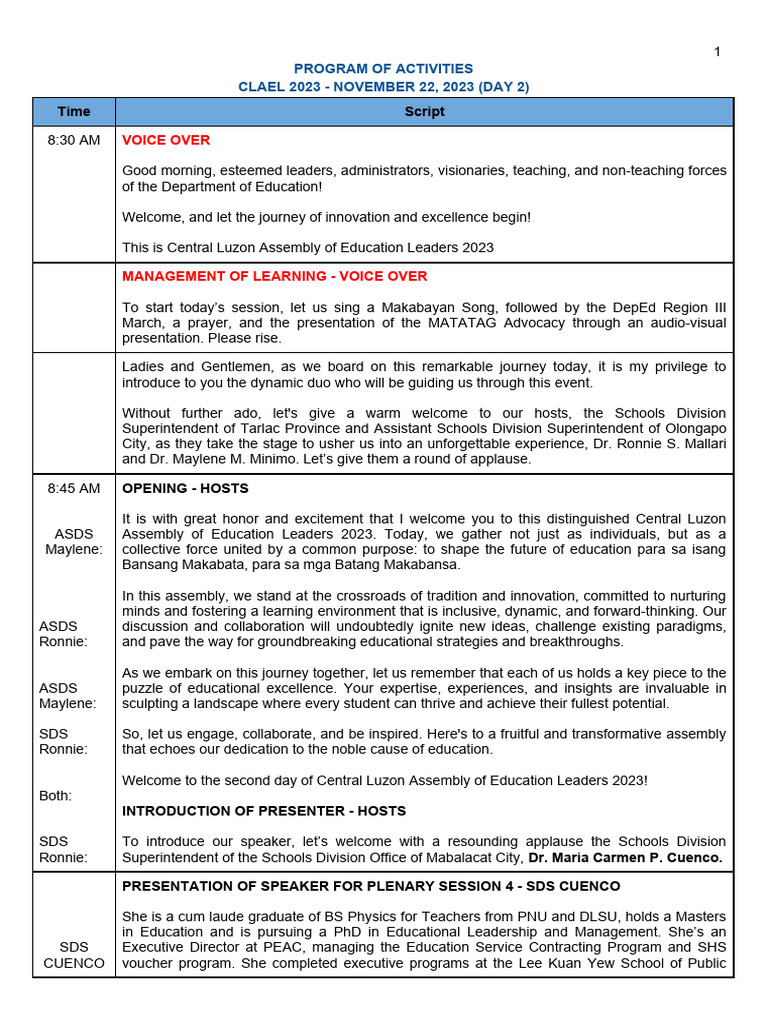 CLAEL Script Day 2 Final | PDF | Foreign Language Studies