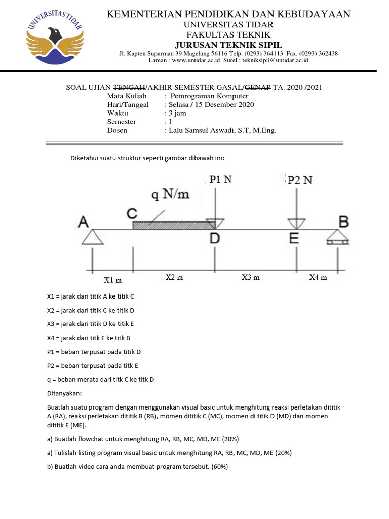 Soal UAS - Pemrograman Komputer - SAM | PDF | Seni | Komputer