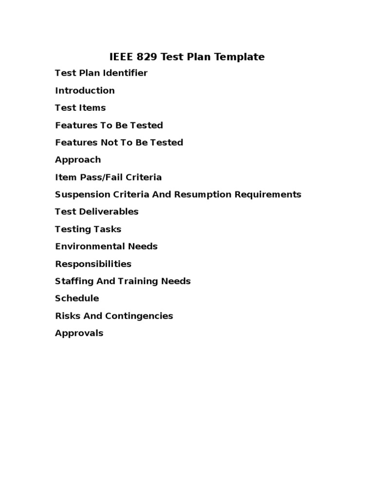 IEEE829 Test Plan Template | PDF | Business