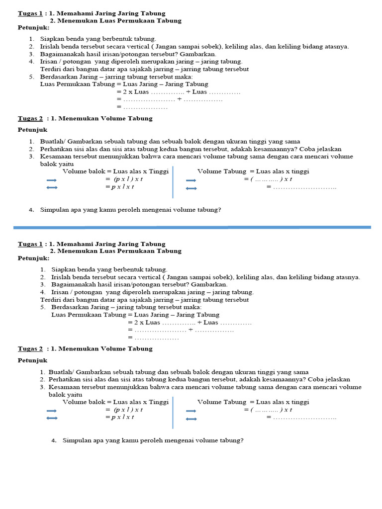 LKPD Tabung | PDF | Metode & Bahan Ajar | Griya & Taman