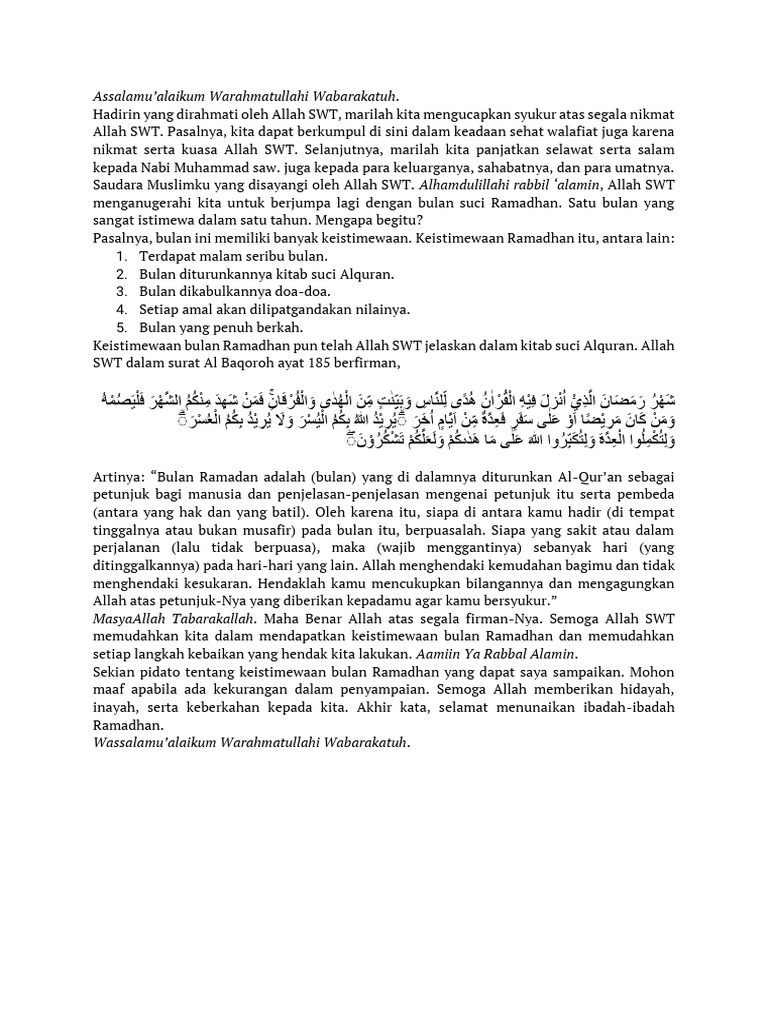 Teks Lomba Pildacil Ramadhan Fest 2024 | PDF