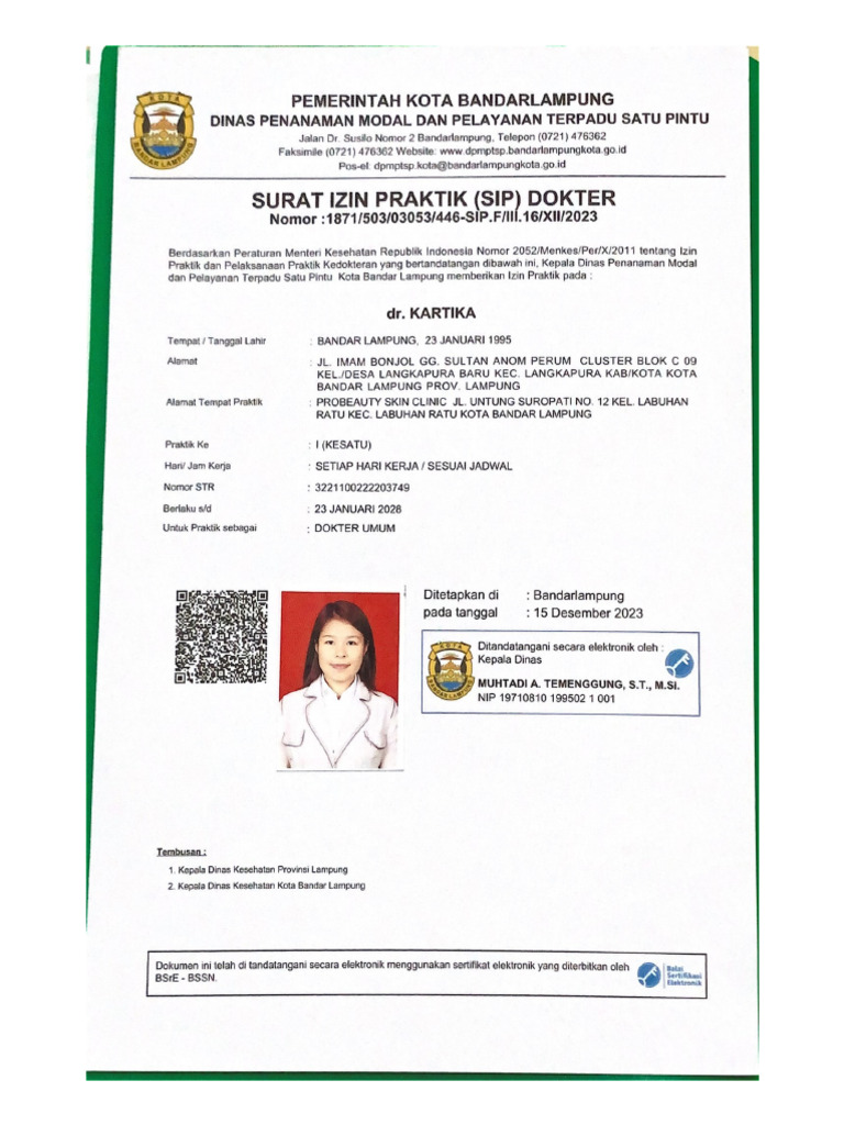 Surat Izin Praktik (Sip) Dokter | PDF