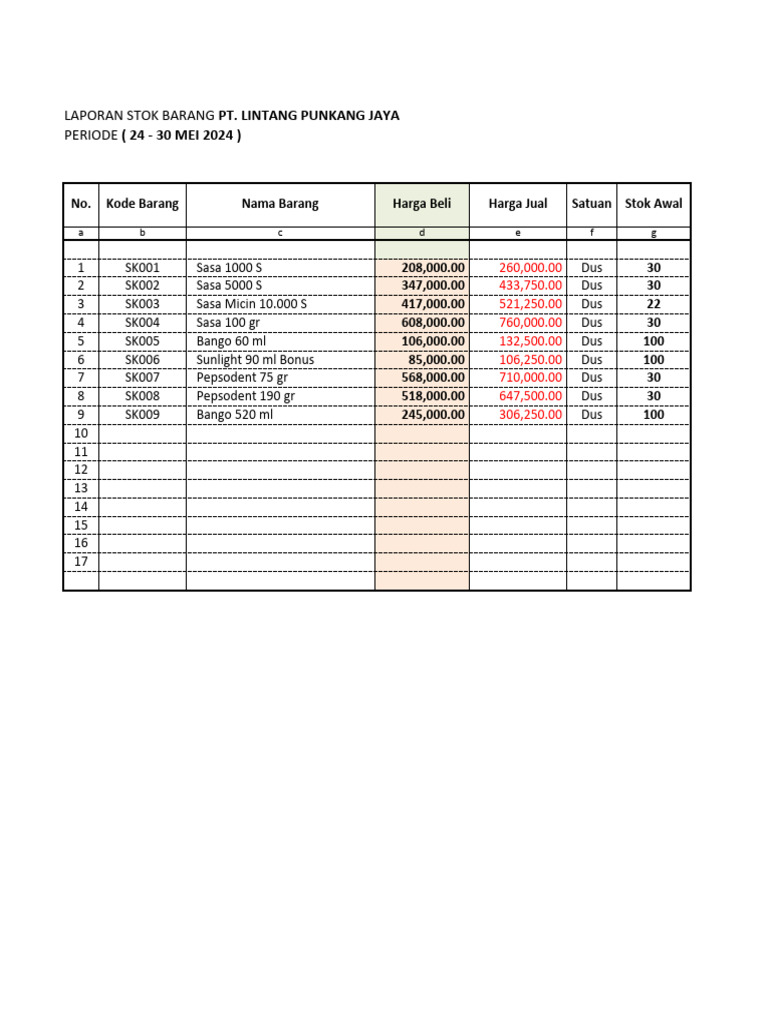 Rekap Lap. Barang Sembako | PDF