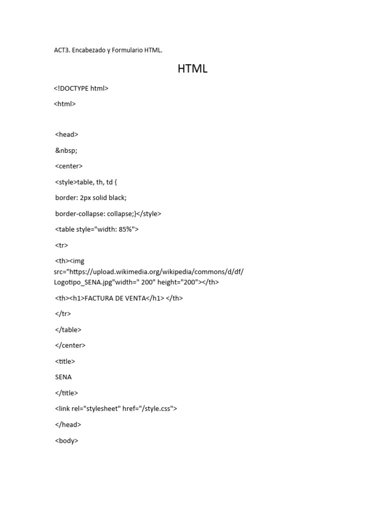 ACT3. Encabezado y Formulario HTML | PDF | Computers