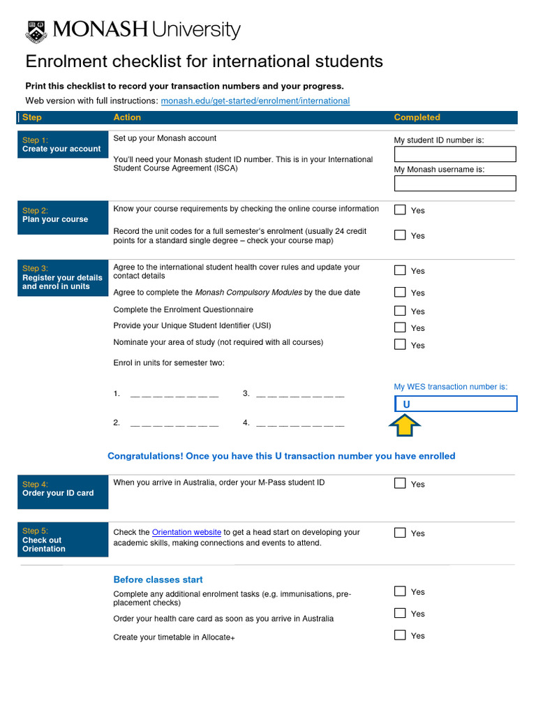 Enrollment Checklist | PDF