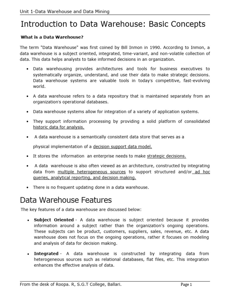 FDS Unit-2 | PDF | Data Warehouse | Databases