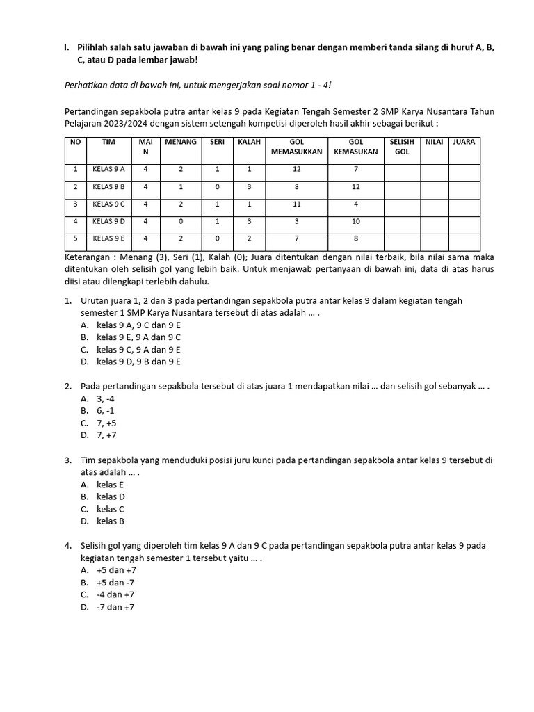 Soal Tuc Psaj Pjok | PDF